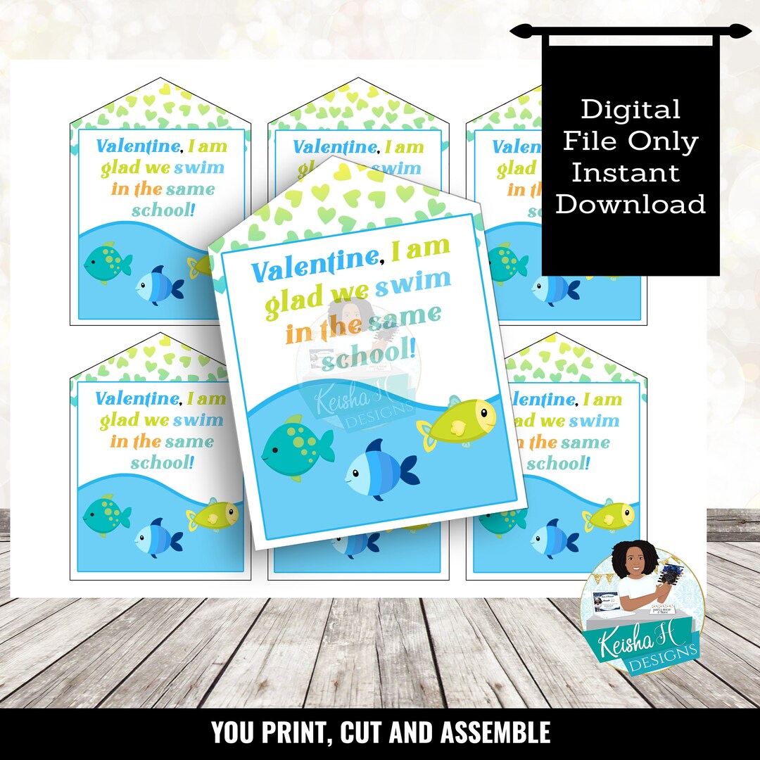Fish Same School Class Valentine Favor Tags, Blue Boy Fish Class ...