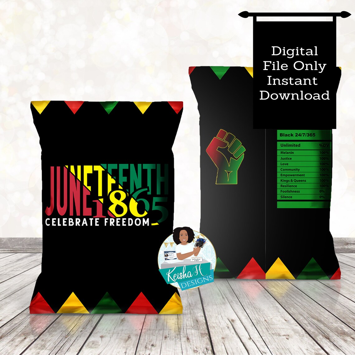 Juneteenth Celebrate Freedom Chip Bag Printable, Black Lives Matter ...