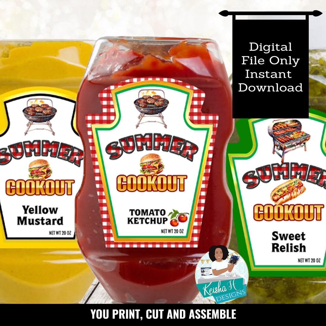 Summer Cookout BBQ Condiments Label, Birthday Barbeque Chip Wrapper ...