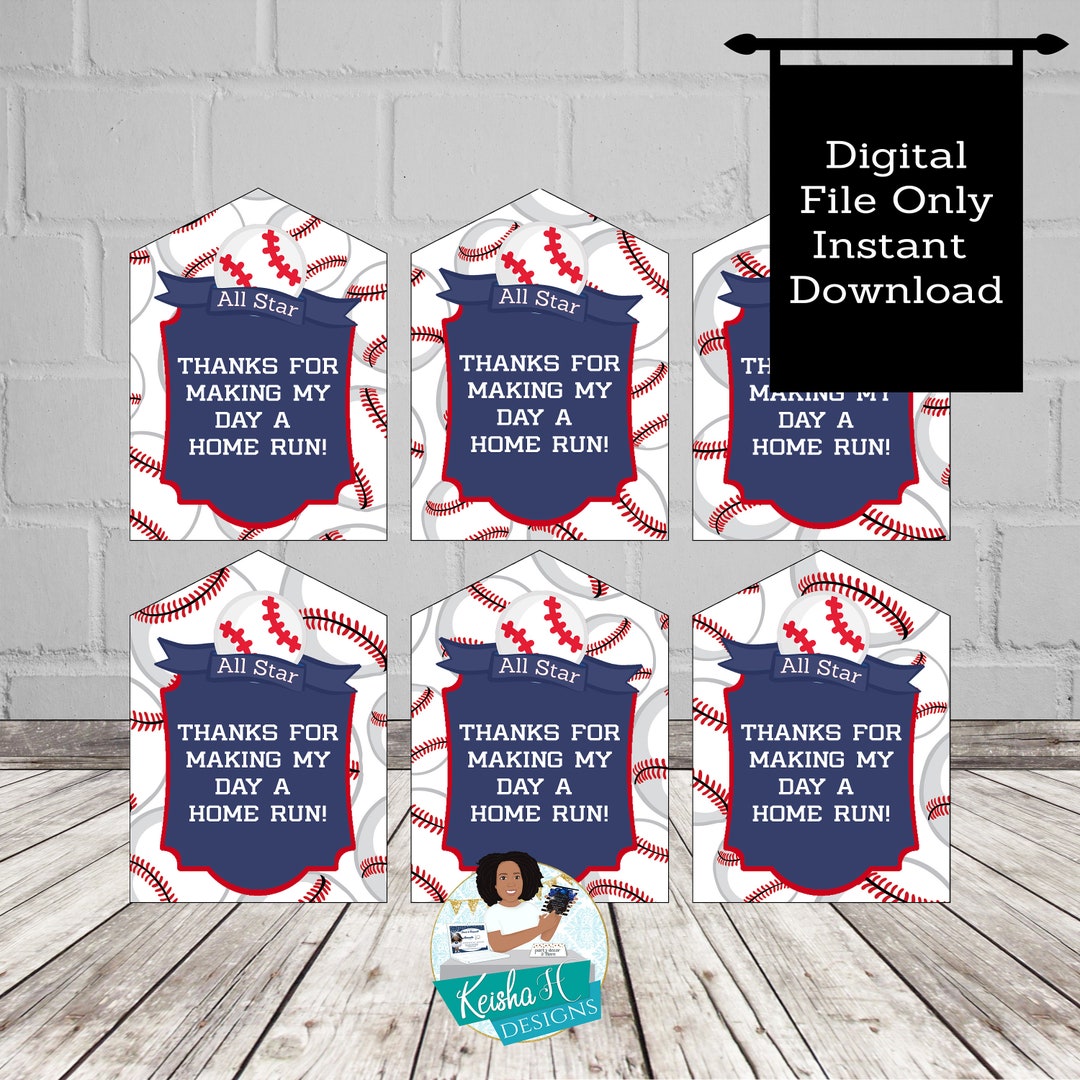 Baseball Birthday Favor Tags, Printable Bag Tags, DIY Party Decorations ...