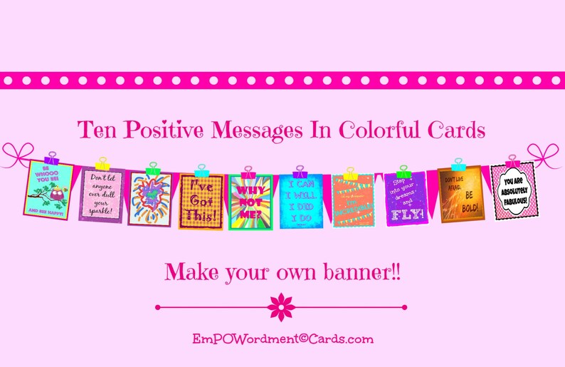 Positivity Card Deck, Self-esteem Banner, Christmas, Birthday ...
