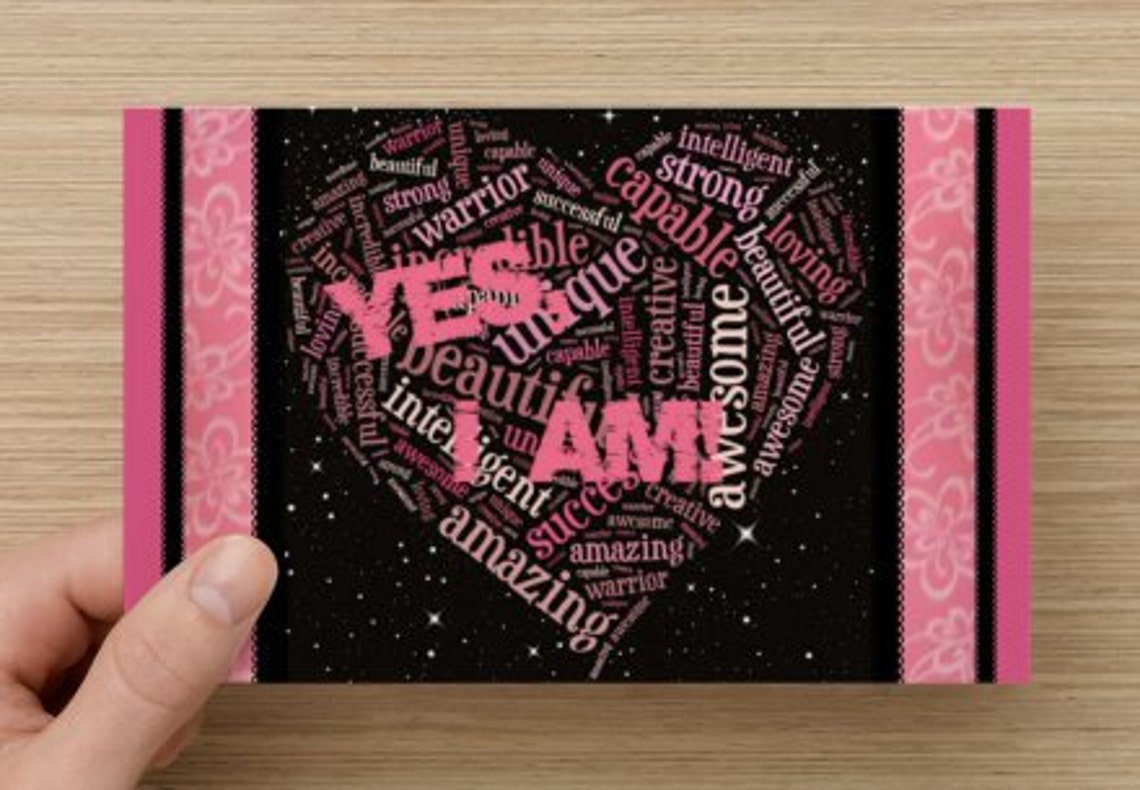 Yes I Am, Amazing Woman Positivity Greeting Card, Valentine to Yourself ...