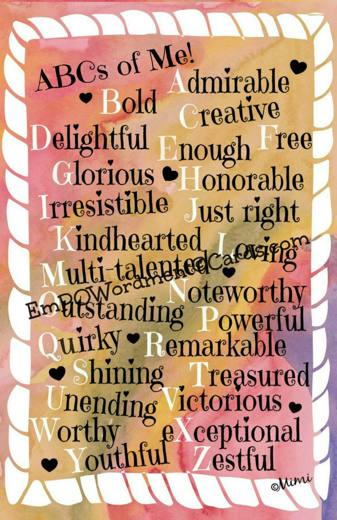 Affirmations/self-love/esteem Builder/ Affirmations of the Alphabet ...