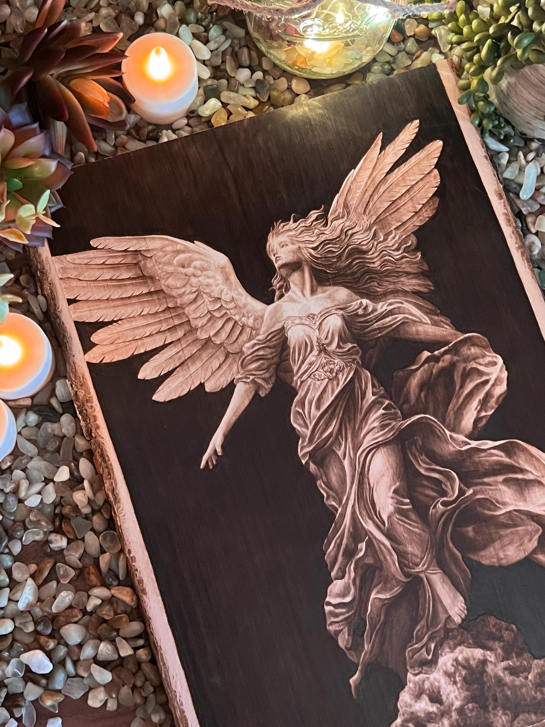 Angel Wood Burning Art – Realistic Pyrography on Live Edge Wood ...