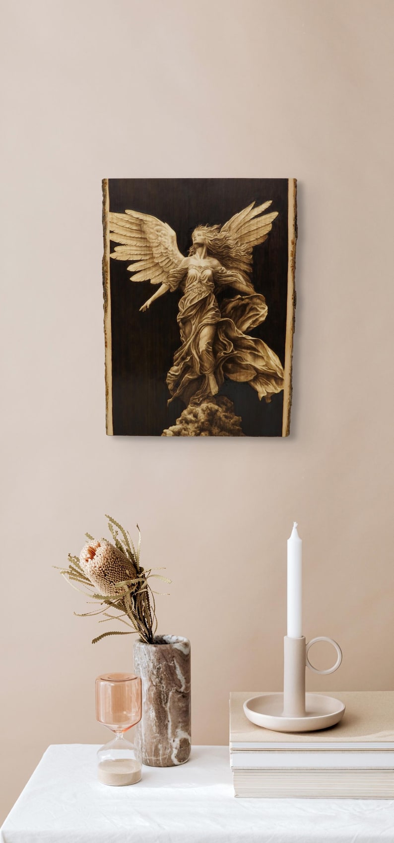 Angel Wood Burning Art – Realistic Pyrography on Live Edge Wood ...