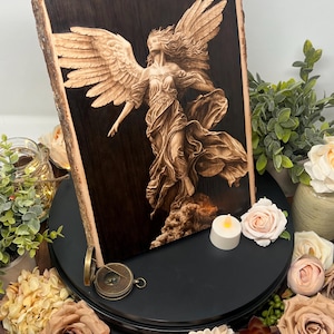 Angel Wood Burning Art – Realistic Pyrography on Live Edge Wood ...
