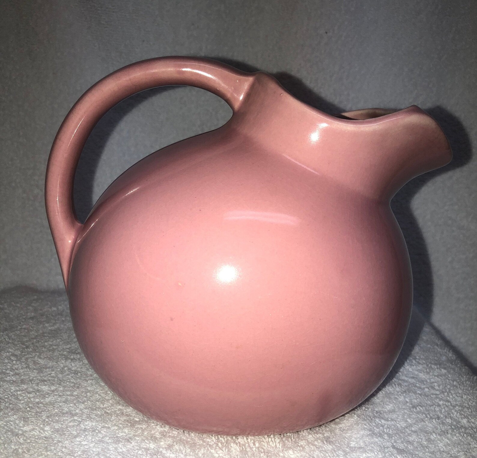 Antique Pink Ball Pitcher 64 oz Marked USA Shape made by | Etsy