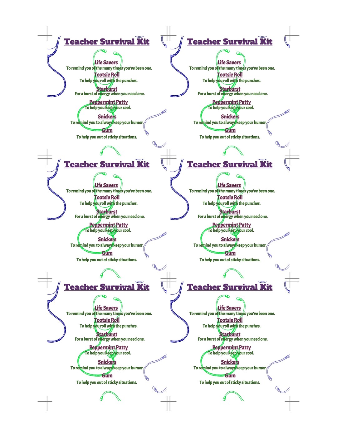 Teacher Survival Kit Printable PDF Label - Etsy