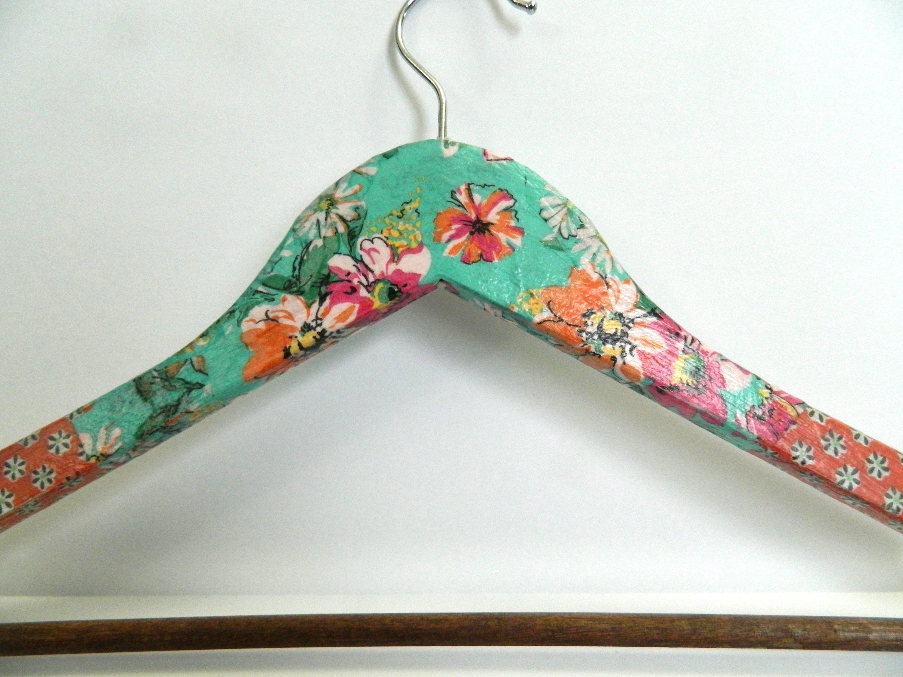 Decoupage Wooden Clothes Hanger Orange Floral - Etsy