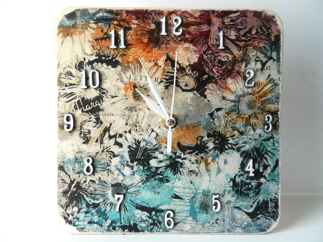 Distressed Daisy One of a Kind Handmade Decoupage Rice Paper Clock - Etsy