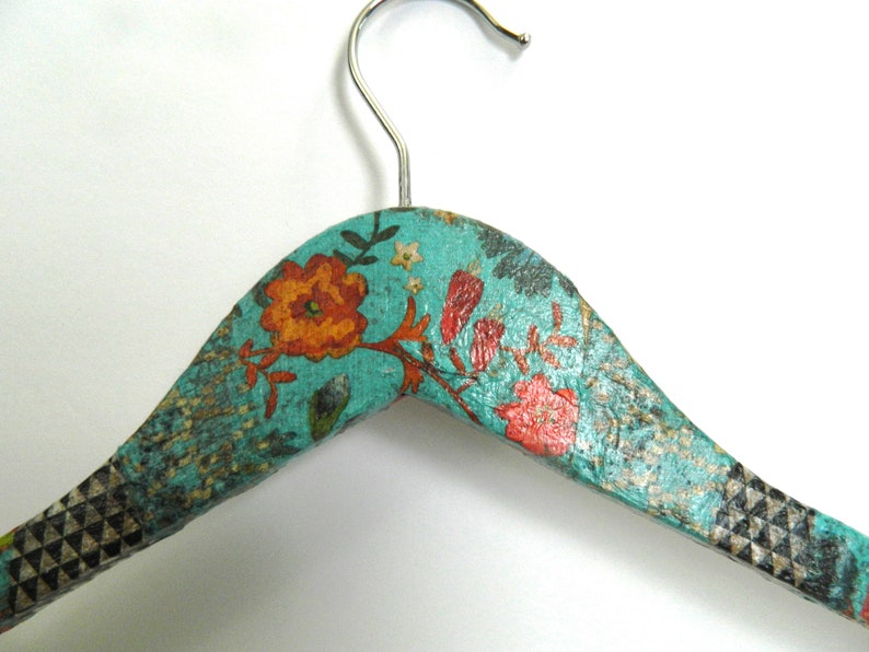 Decoupage Wooden Clothes Hanger Orange Floral - Etsy
