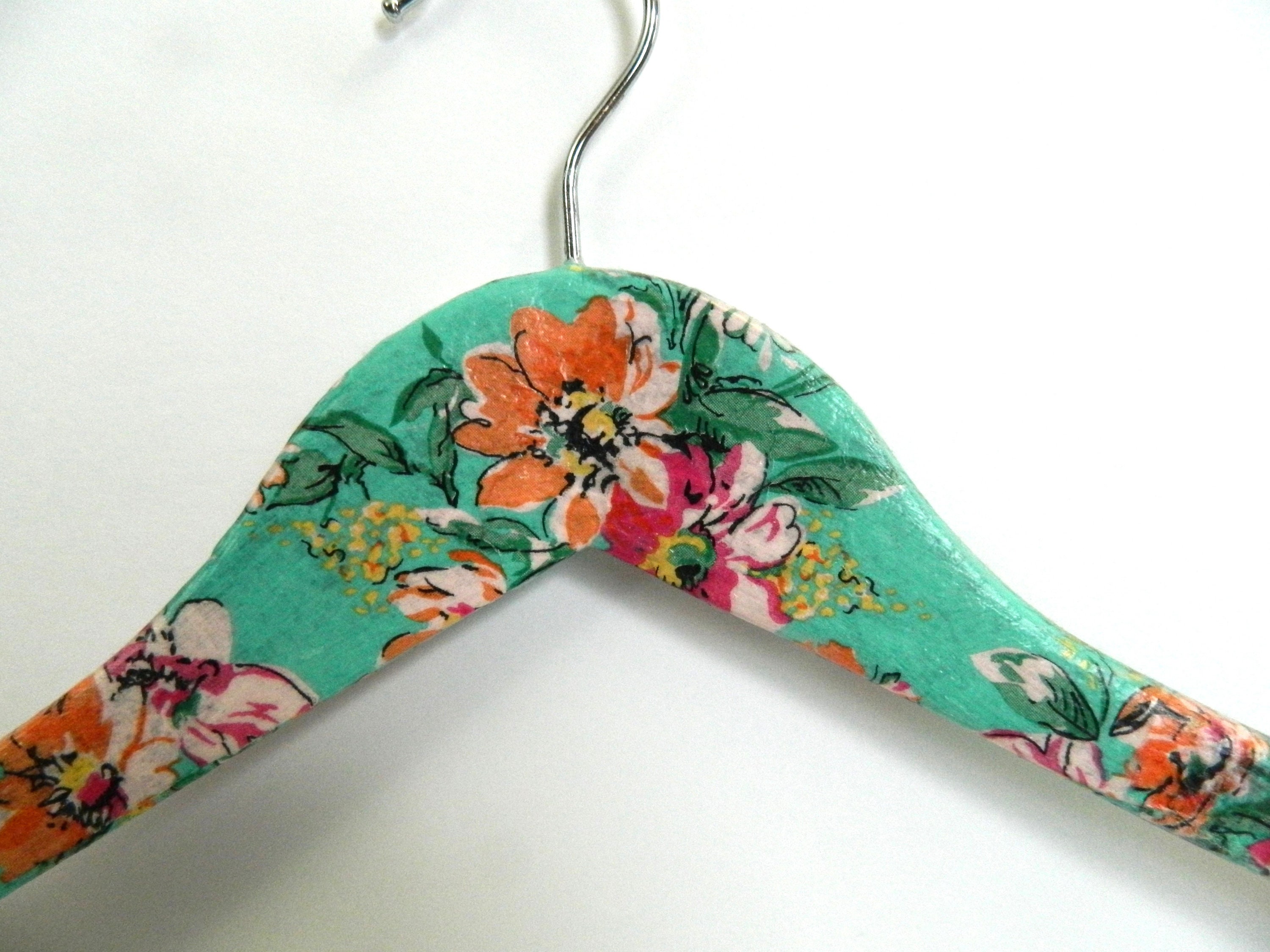Decoupage Wooden Clothes Hanger Orange Floral - Etsy