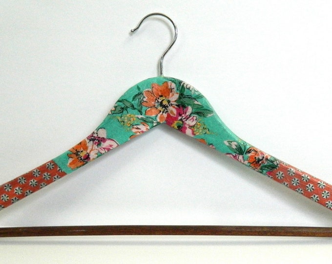 Decoupage Wooden Clothes Hanger Orange Floral - Etsy