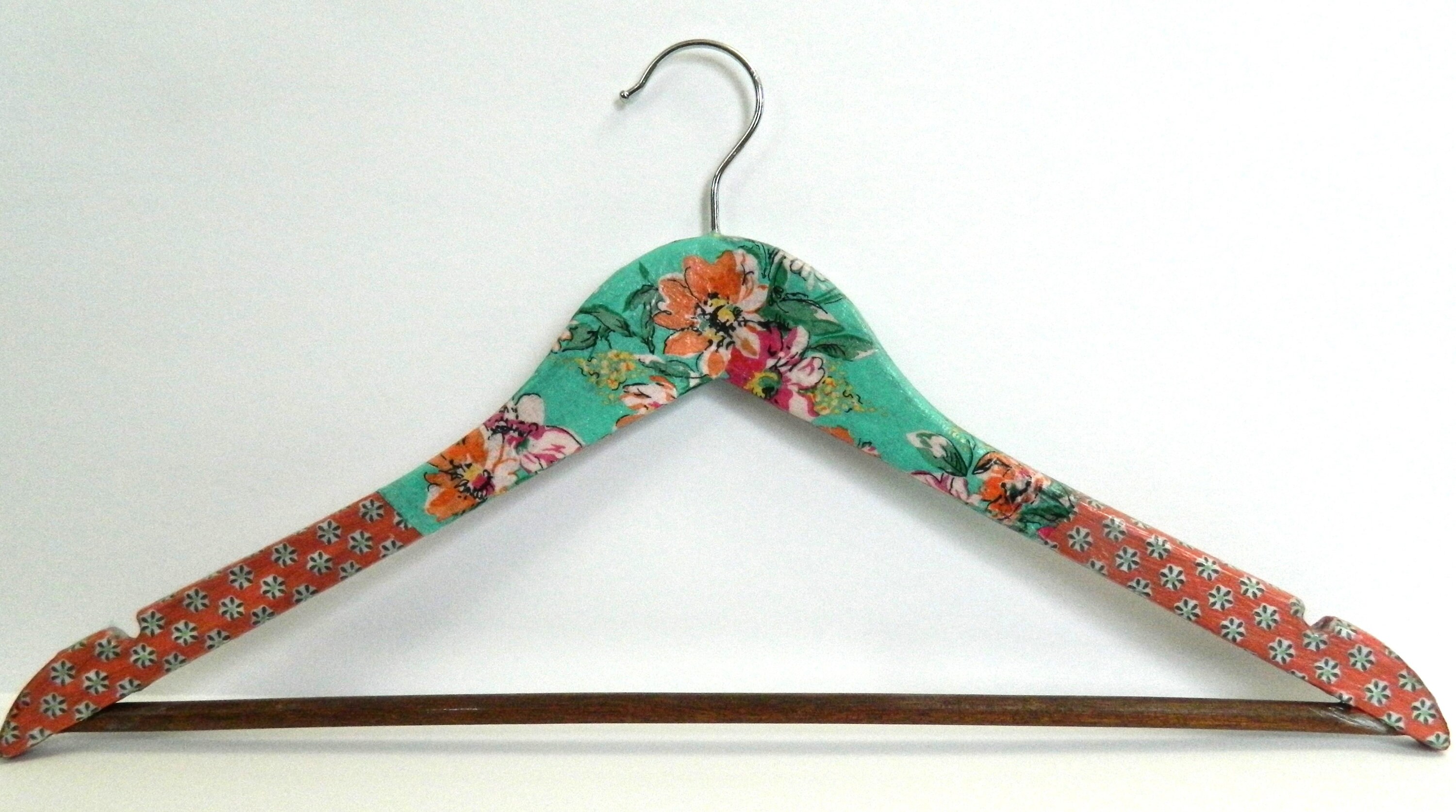 Decoupage Wooden Clothes Hanger Orange Floral - Etsy