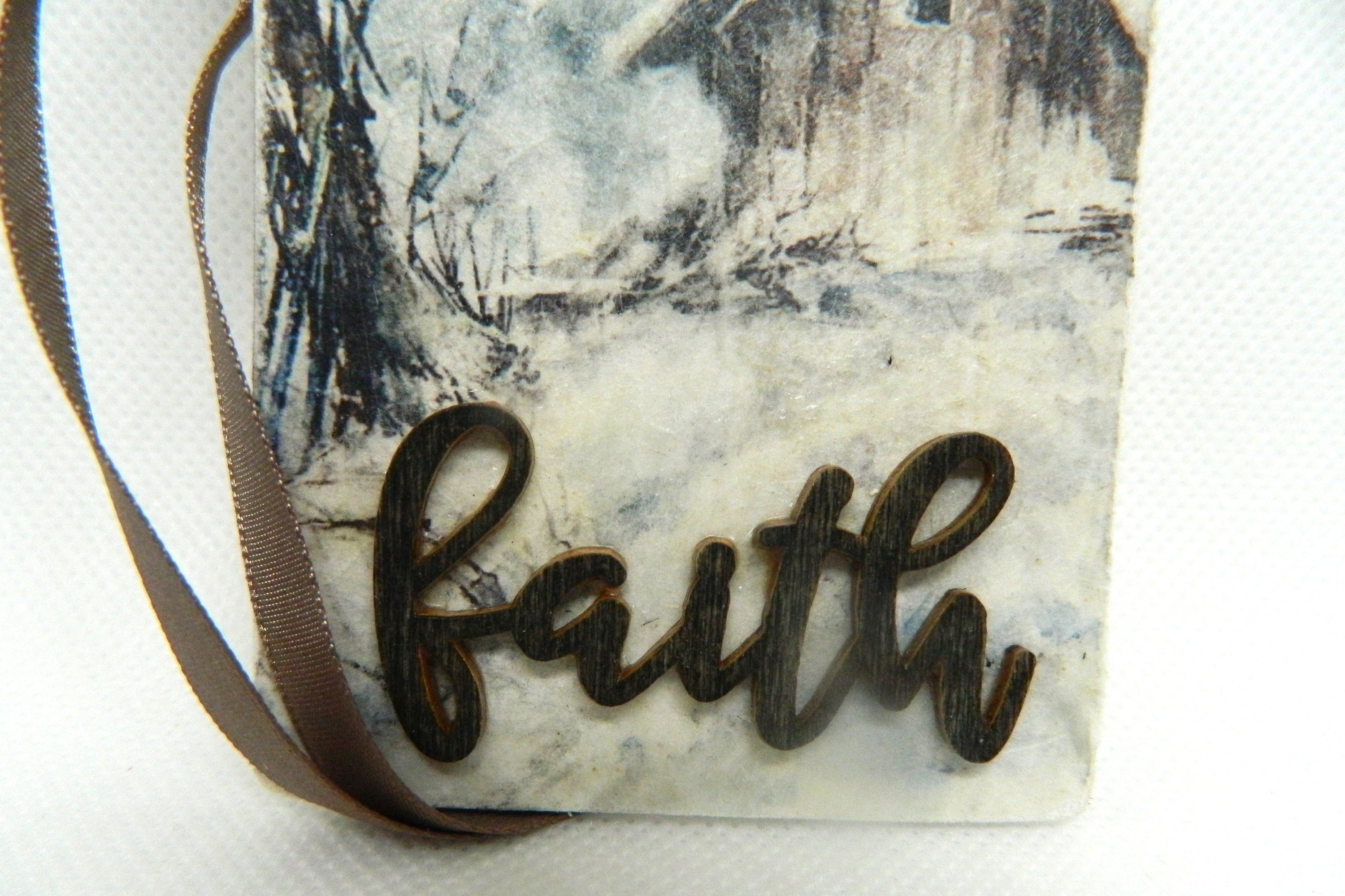 Faith Decoupage Rice Paper Wood Gift Tag Ornament - Etsy