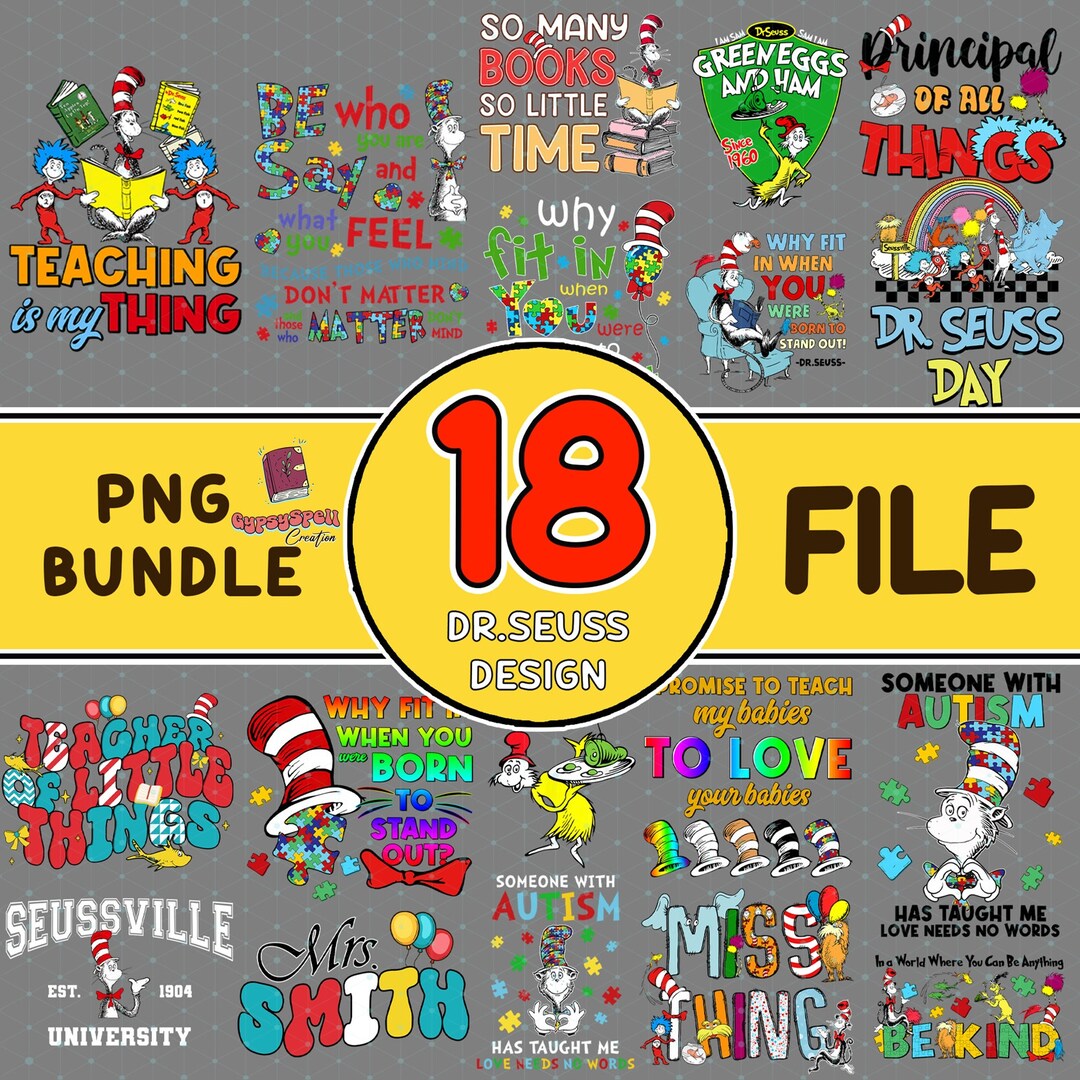 Dr. Seuss PNG Bundle, Dr. Seuss Day, Sublimation Print, Dr. Seuss Day ...