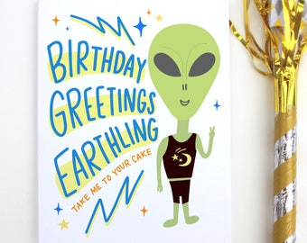 Alien Birthday Card | Etsy