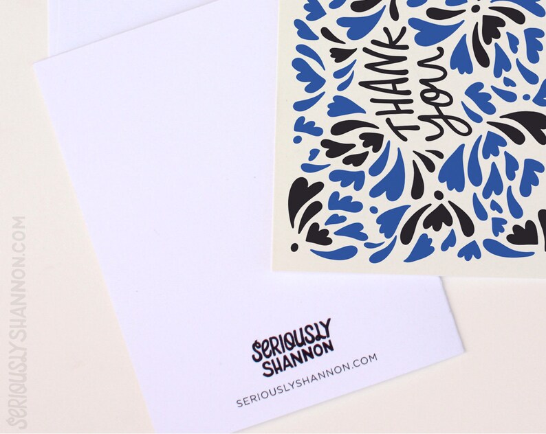 Thank Yous Patterned Thank You Cute Blue Thank You Card Set - Etsy