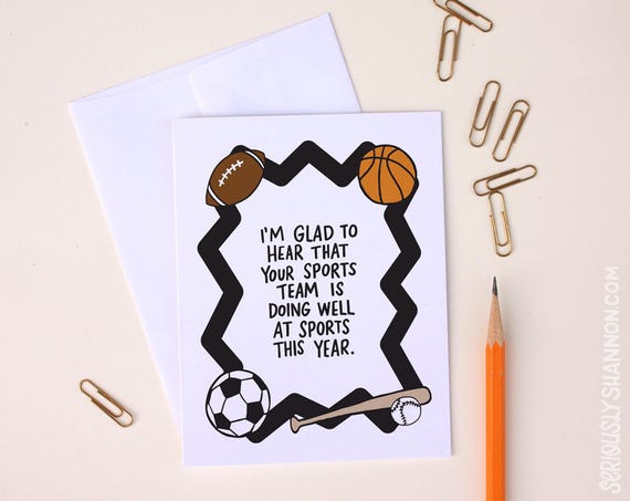 Funny Sports Card Sports Lover Greeting Card Athlete Card | Etsy