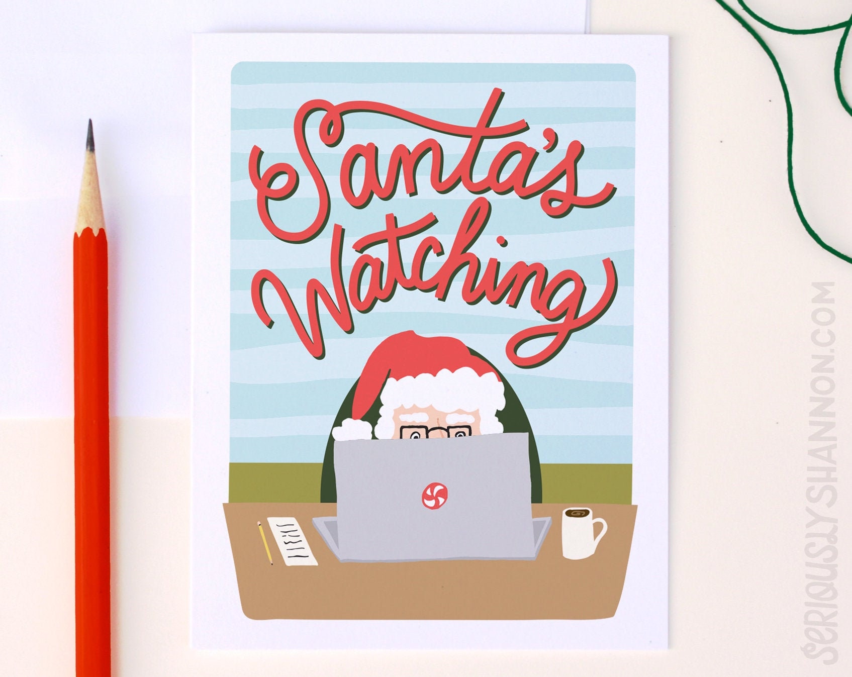 Funny Christmas Card, Santas Watching Funny Holiday Card, Creepy ...