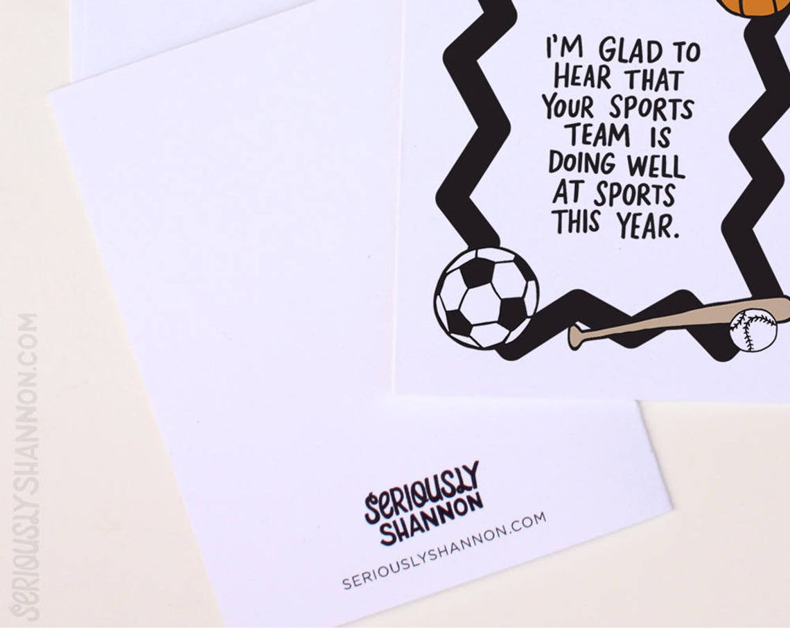 Funny Sports Card Sports Lover Greeting Card Athlete Card - Etsy