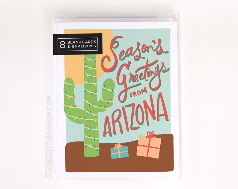 Arizona Holiday Card, season's Greetings Boxed Set of 8 A2 Greeting ...