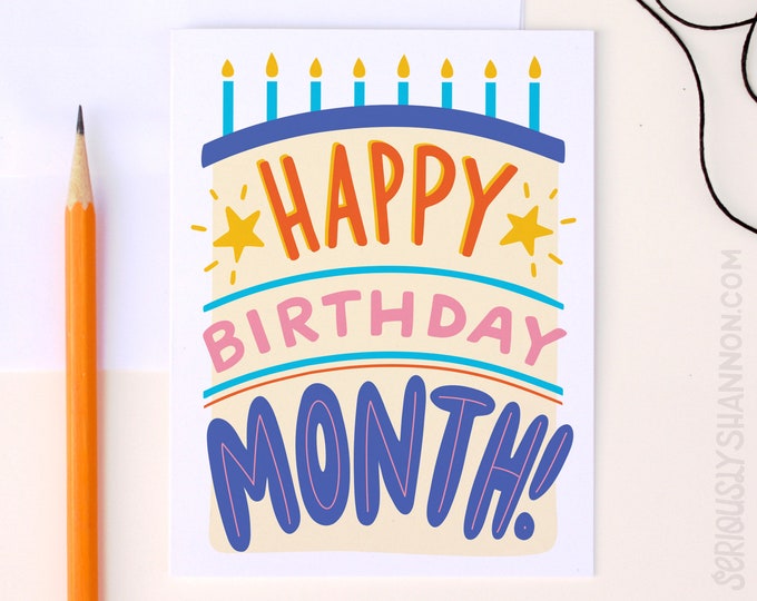 Birthday Card, happy Birthday Month A2 Fun Birthday Card - Etsy