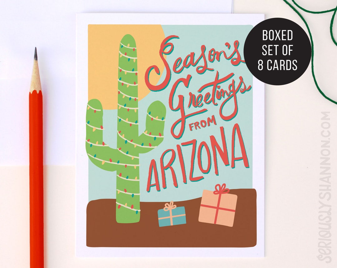 Arizona Holiday Card, season's Greetings Boxed Set of 8 A2 Greeting ...