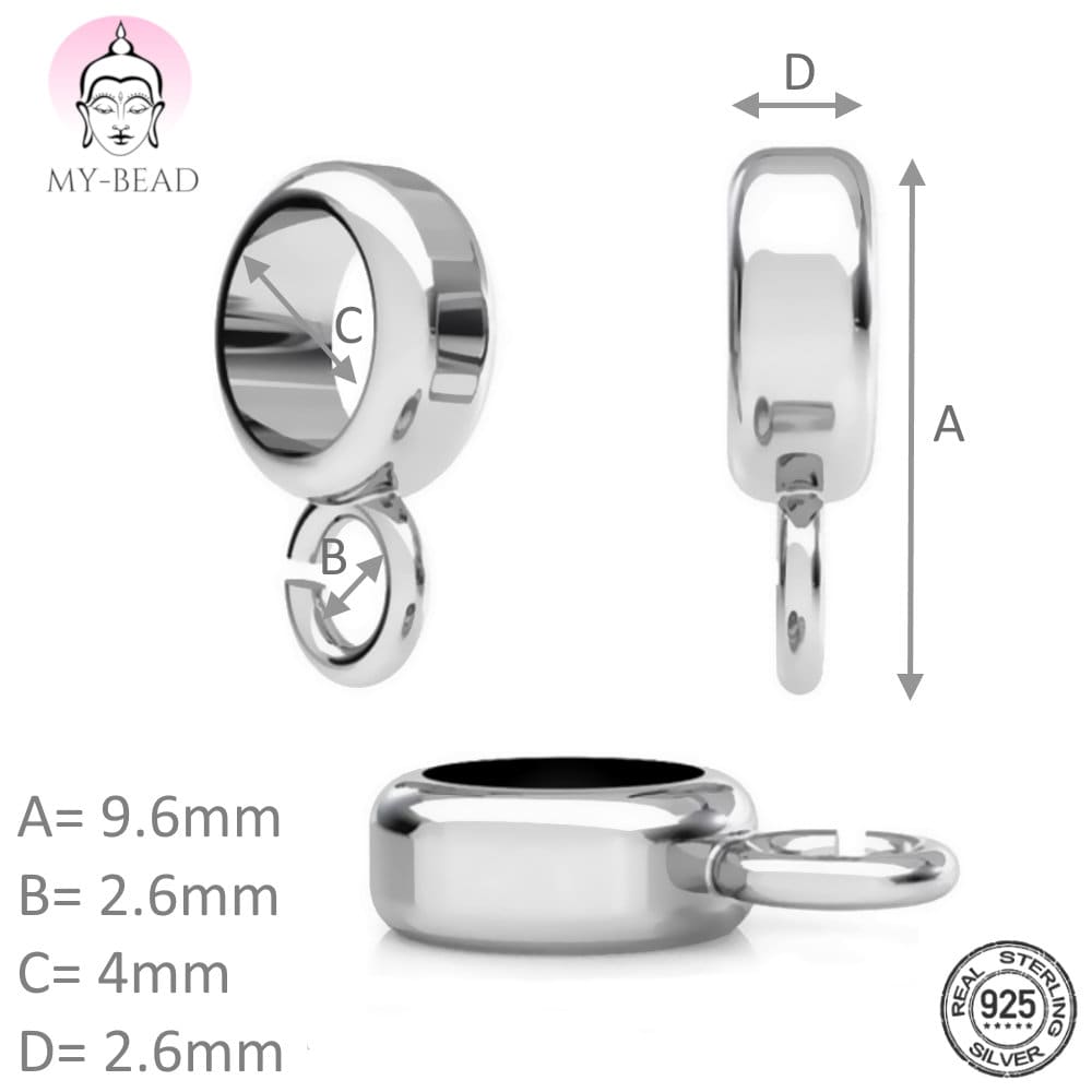 My-bead Link Connector Charm 925 Sterling Silver Leather Necklaces in ...