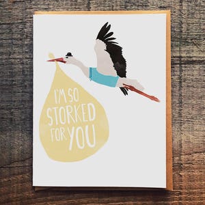 Funny Stork New Baby Card - Shower Pun Card - Etsy