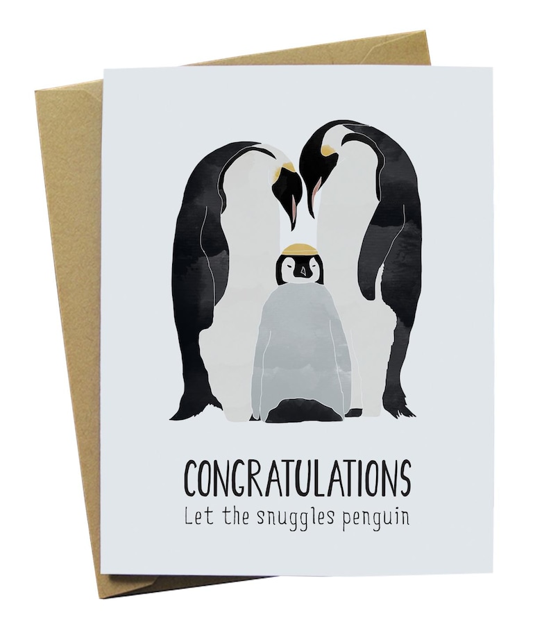 Penguin Baby Shower Card: Congratulations New Baby - Etsy
