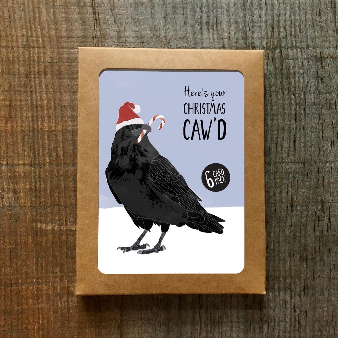 Funny Christmas Cards - Boxed Set of 6 - Here's Your Christmas Caw'd ...