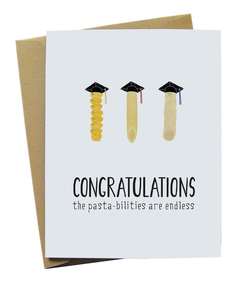 Congratulations, the Pasta-bilities Are Endless, Graduation Pun Card - Etsy