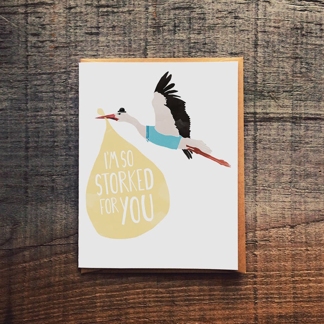 Funny Stork New Baby Card - Shower Pun Card - Etsy
