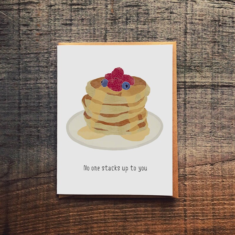 Funny Love Card, Valentine for Him, Stack of Pancakes, Sweet Love Card ...