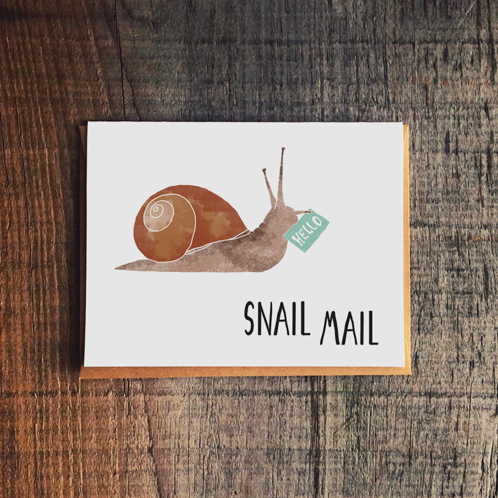 Snail Mail Hello Card - Etsy