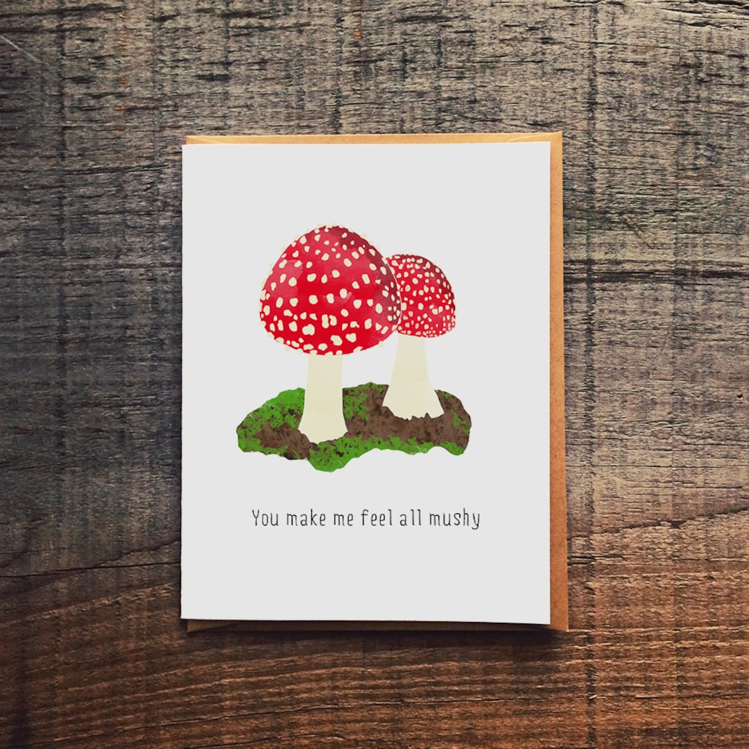 Funny Mushroom Valentine's Day Card, Pun Mushroom Love Card for Him ...