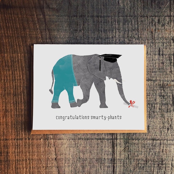 Congratulations Smarty-phants Elephant Wearing Graduation | Etsy