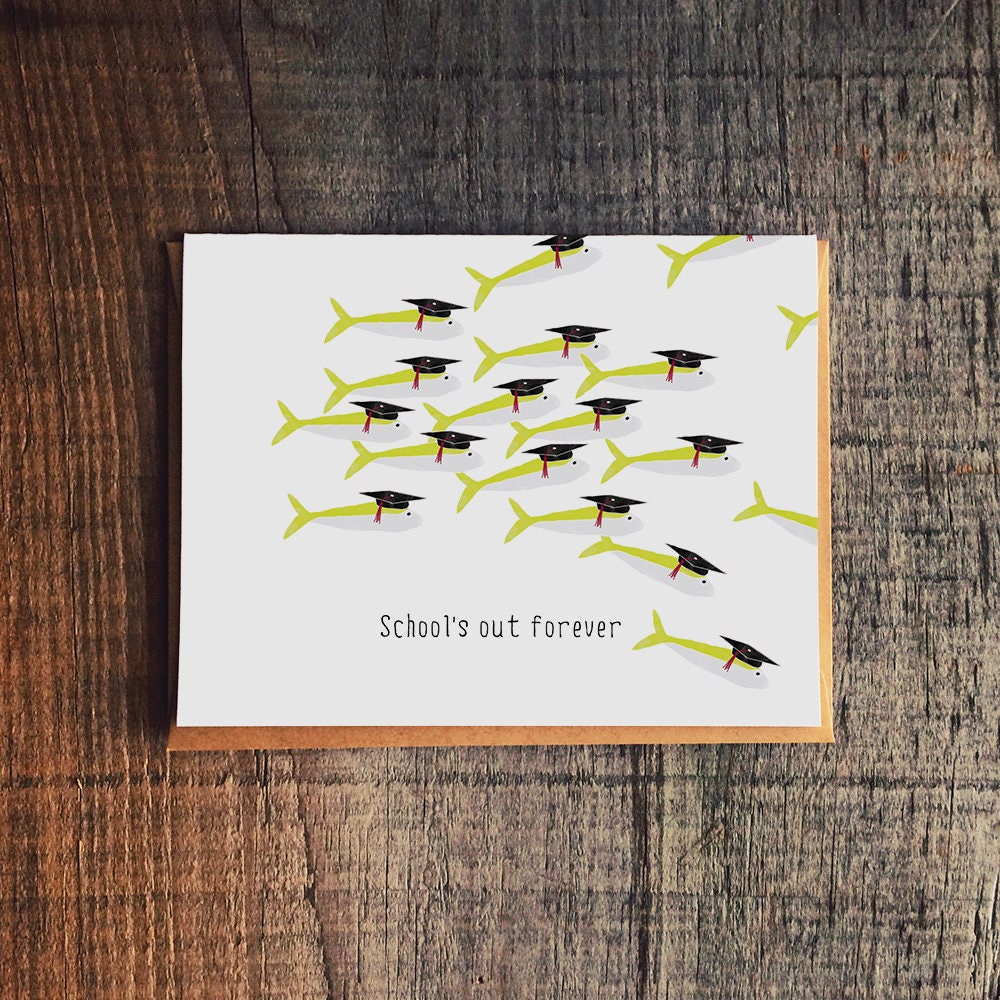 School's Out Forever School of Fish Funny Graduation Card - Etsy