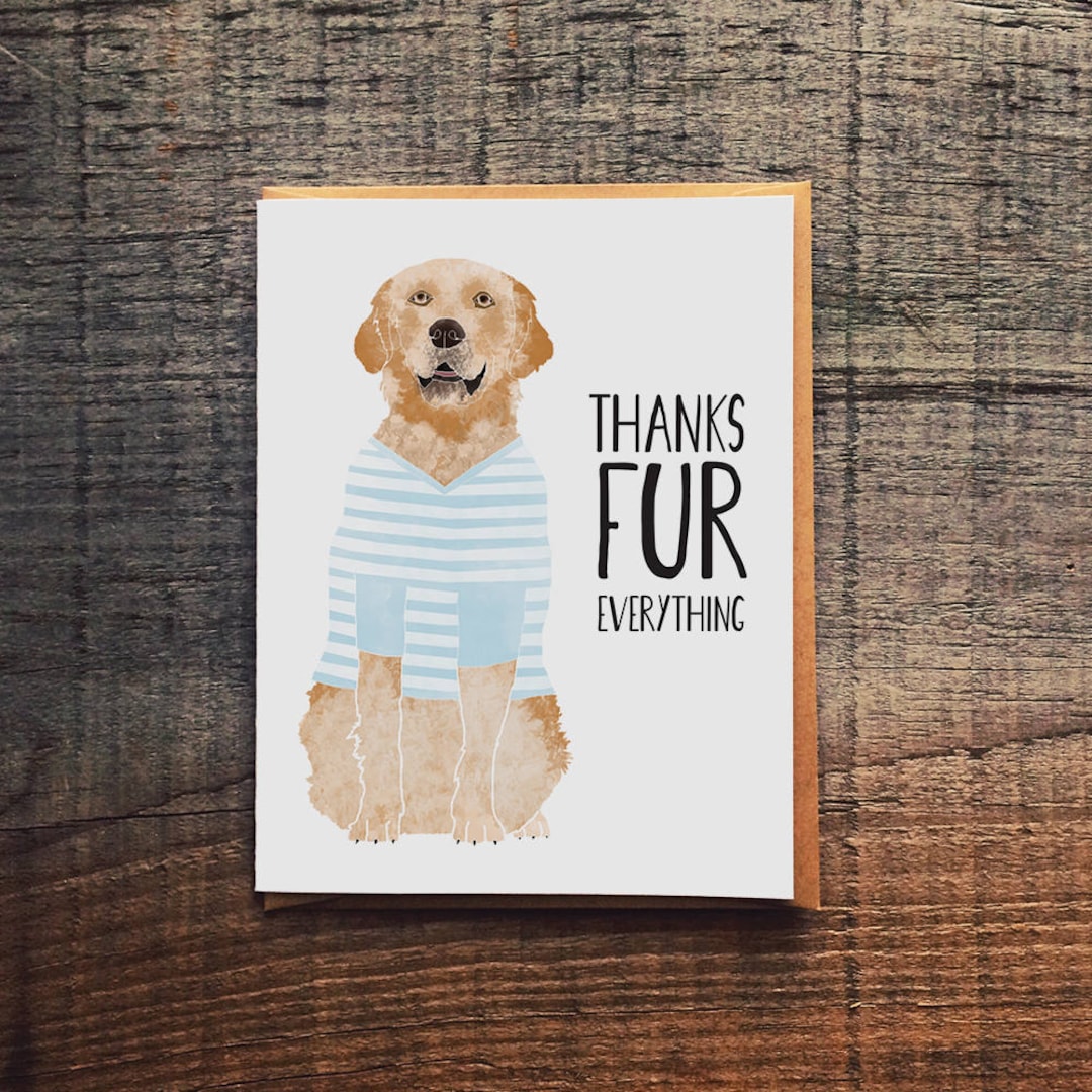 Thanks Fur Everything Golden Retriever Funny Thank You Pun Card - Etsy