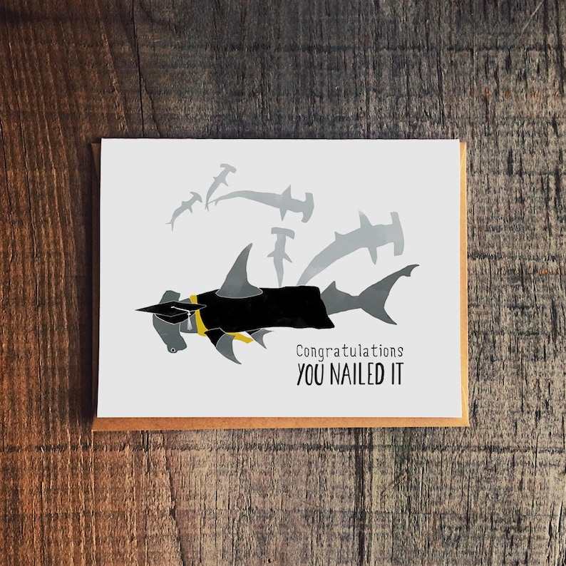 You Nailed It Hammerhead Shark Funny Graduation Card - Etsy