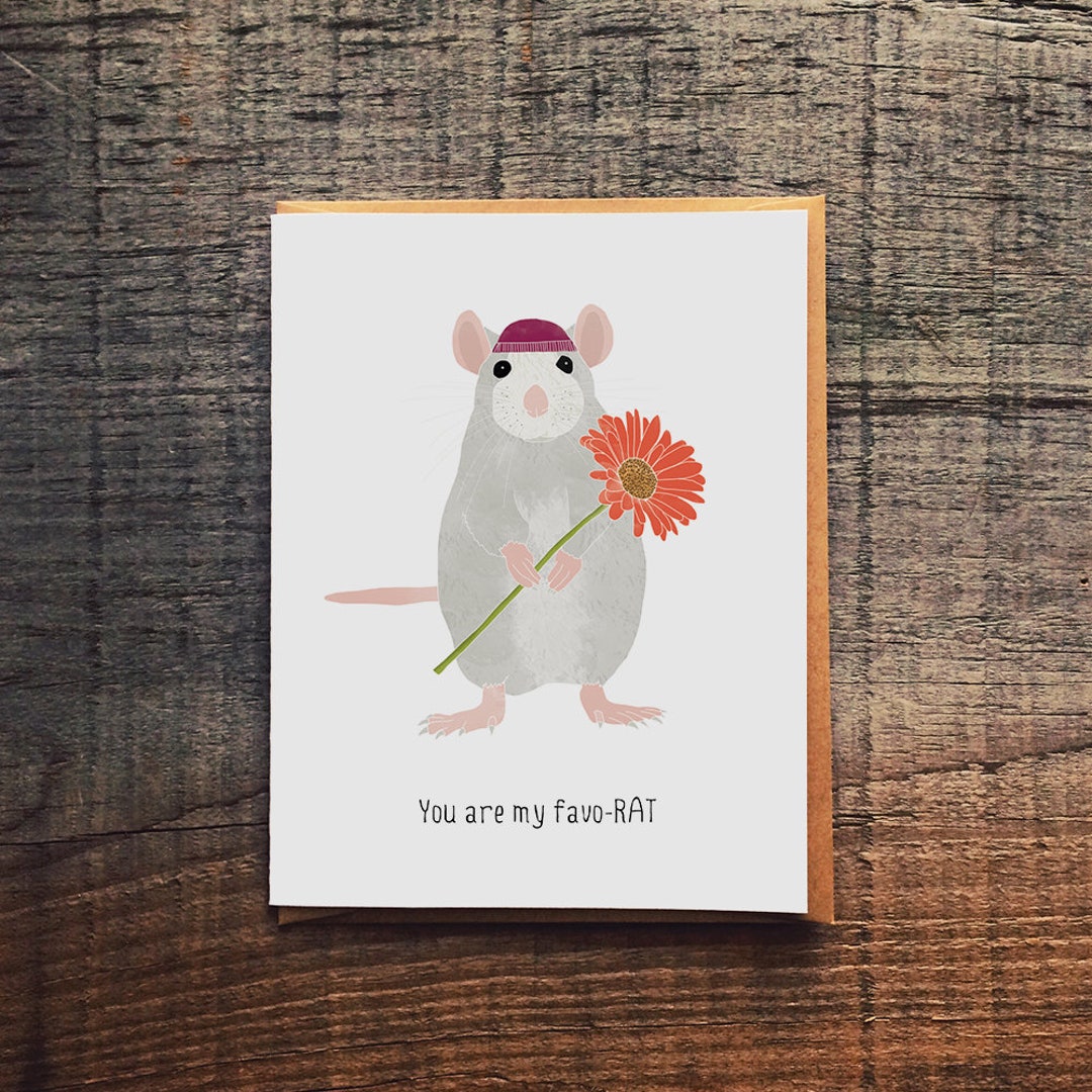 Funny Friendship Card, You Are My Emotional Support Rat Card, Cute Rat ...