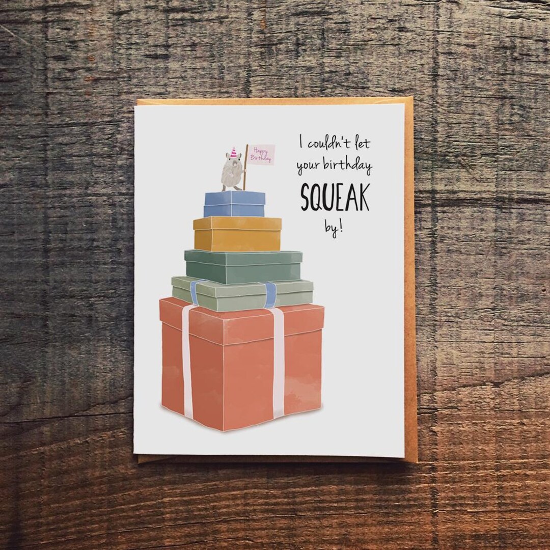 Funny Mouse Birthday Card – Pun Greeting With Presents - Etsy