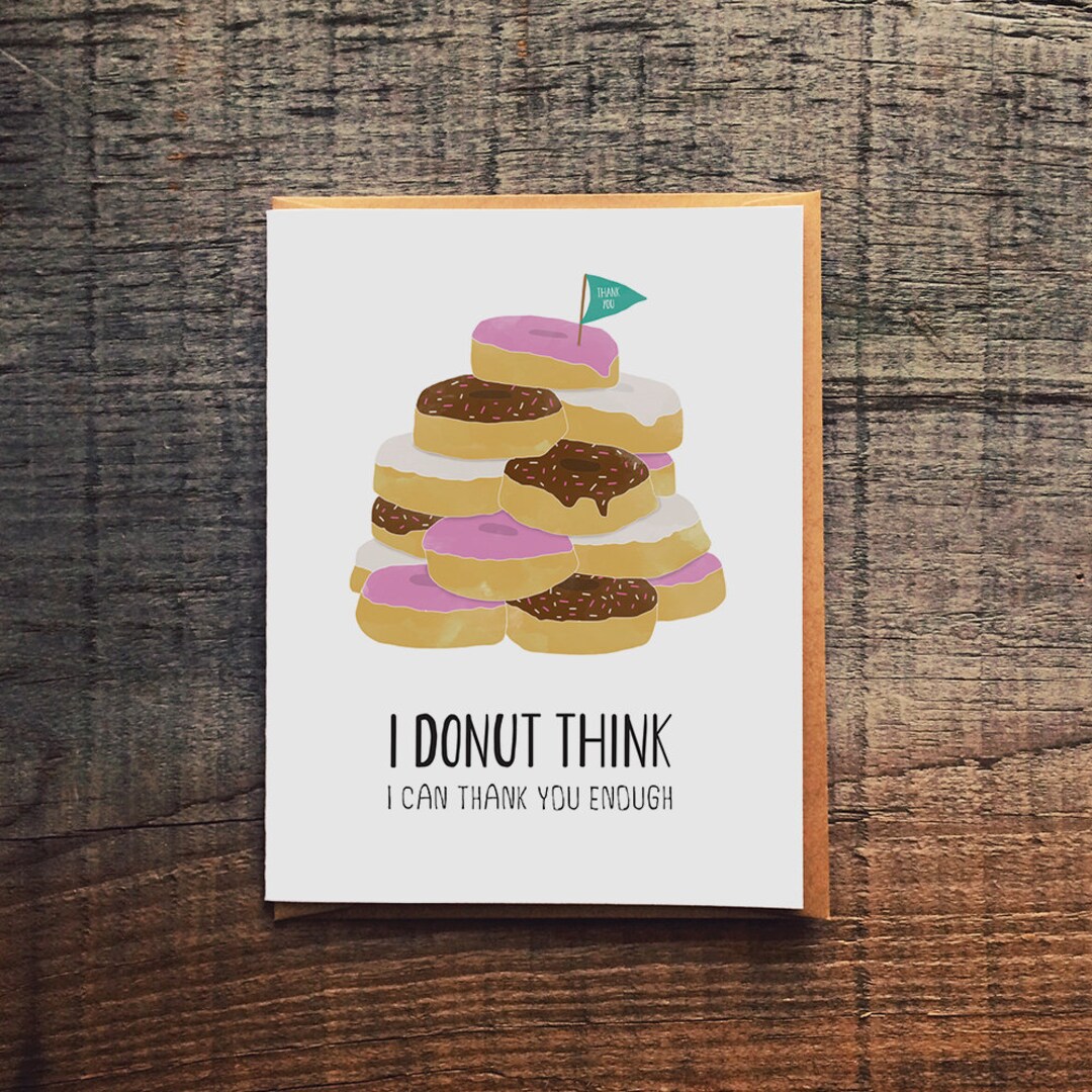 Funny Donut Thank You Card: Pun Greeting Card - Etsy