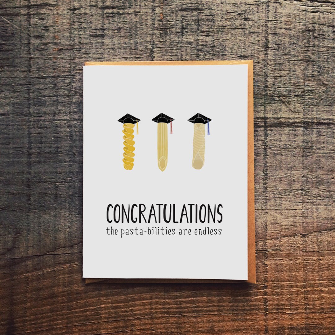 Congratulations, the Pasta-bilities Are Endless, Graduation Pun Card - Etsy