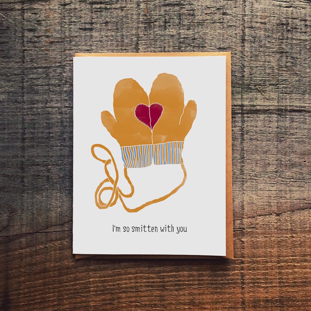 I'm So Smitten With You Mittens Sweet Valentine's Day Love Pun Card ...