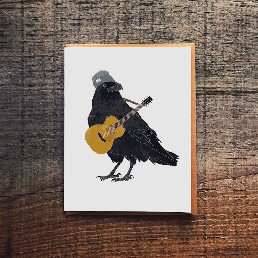 Guitar Playing Crow - Crow Card - Miscellaneous - Etsy