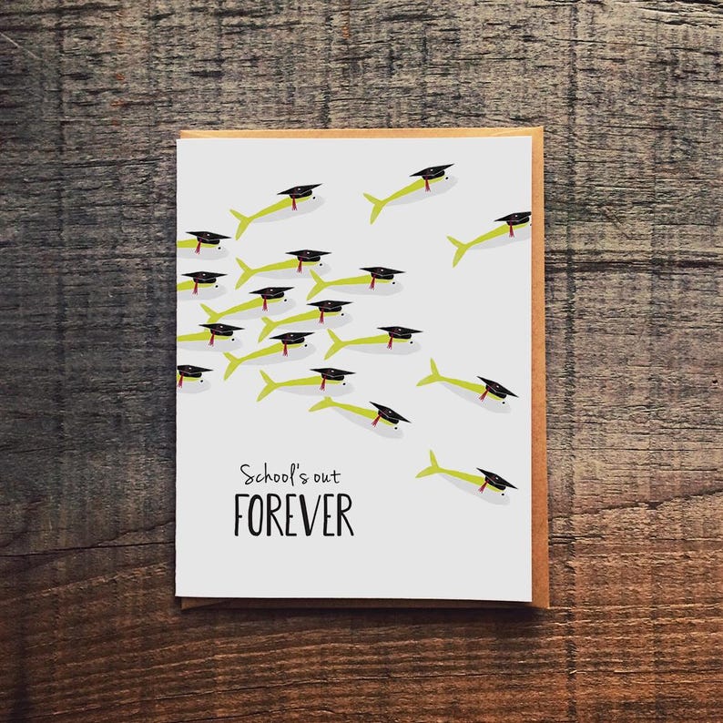 School's Out Forever - School of Fish - Funny Graduation Card - Etsy
