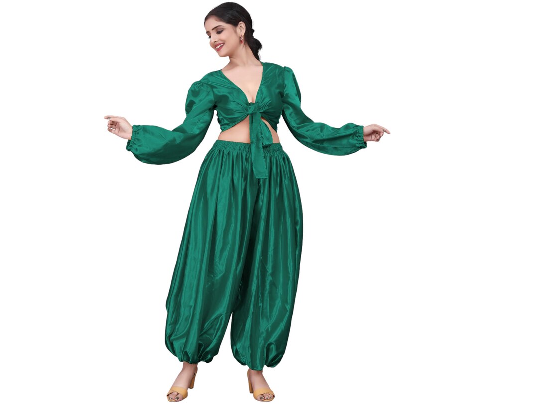 Belly Dance Costume Harem Top Set Women Wide Leg Pant Colorful Ruffle ...