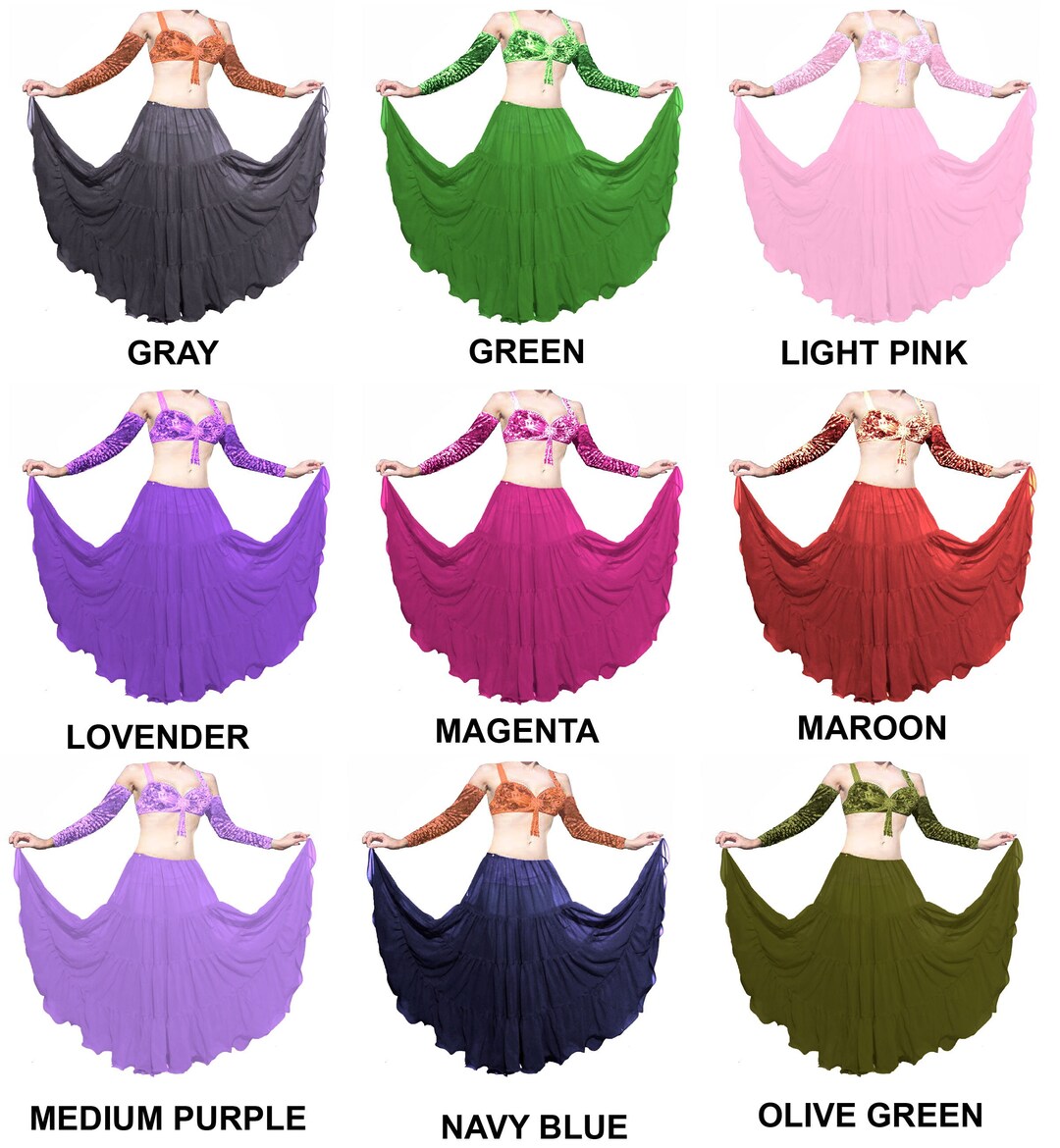 Women Belly Dancing Skirt Special 16 Yard 4 Tier Chiffon Skirt Girls
